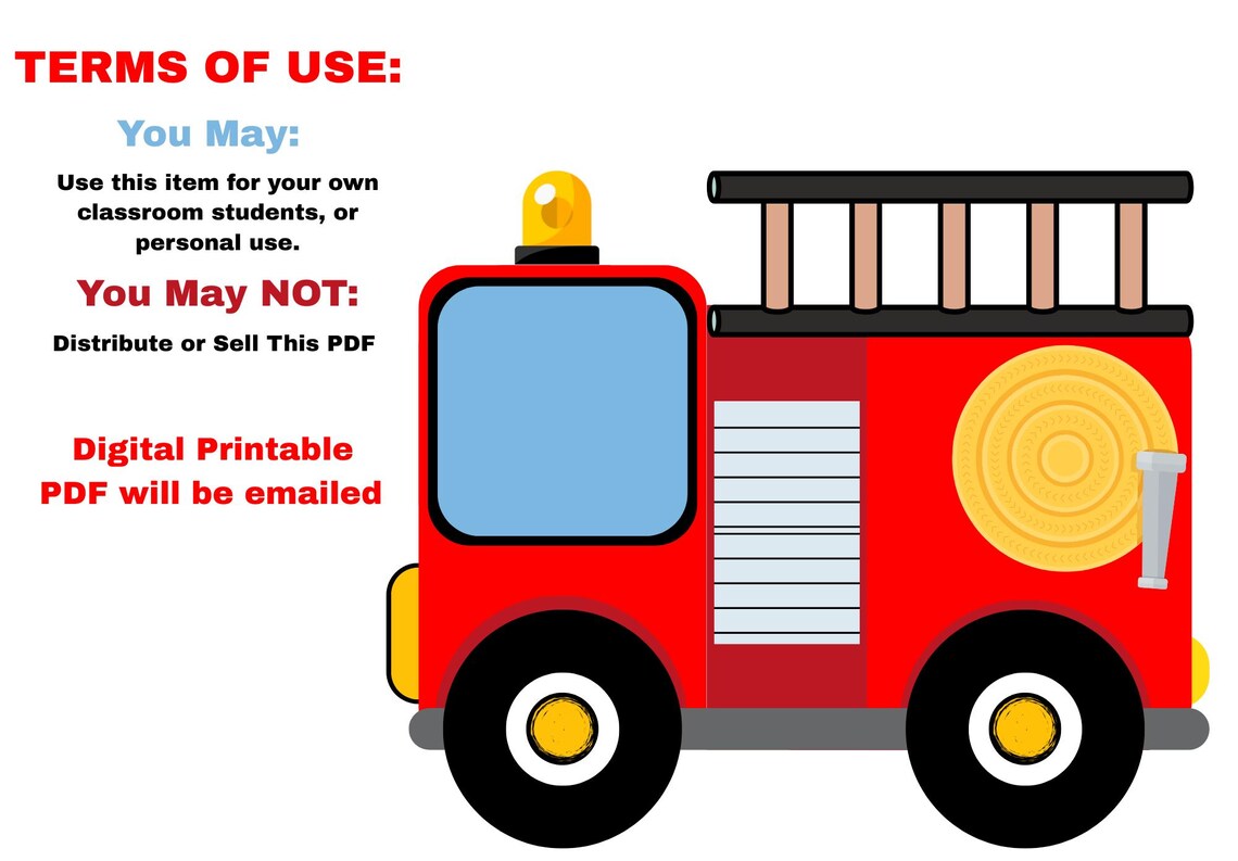 Fire Truck Craft Template | Printable Fire Engine | Cut and Paste ...