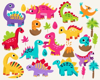 Cute Dinosaur Clip Art - Digital Download - T-rex - Triceratops ...