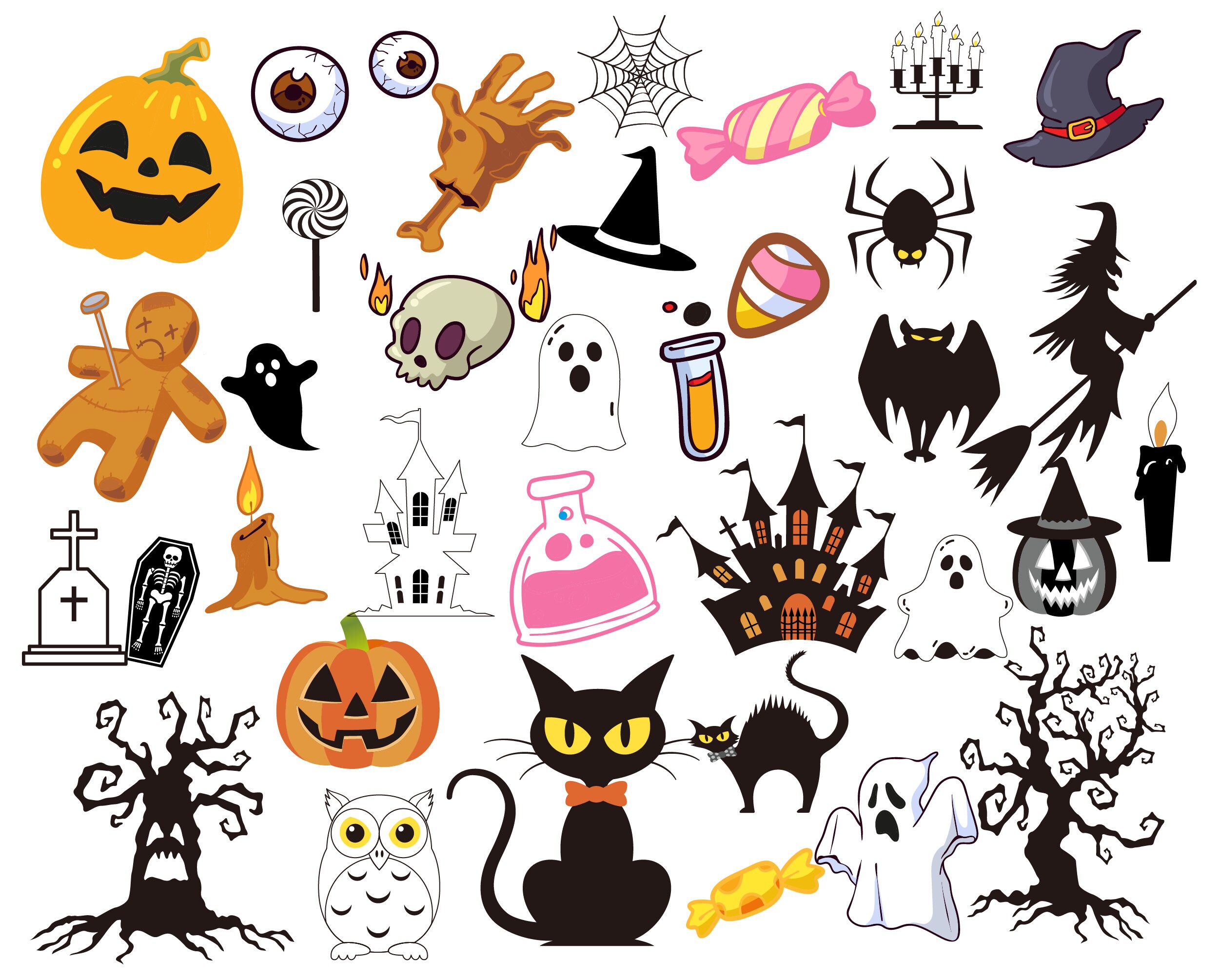 Cute Halloween Clipart,commercial Use,fun Halloween Clipart,cute Ghosts ...
