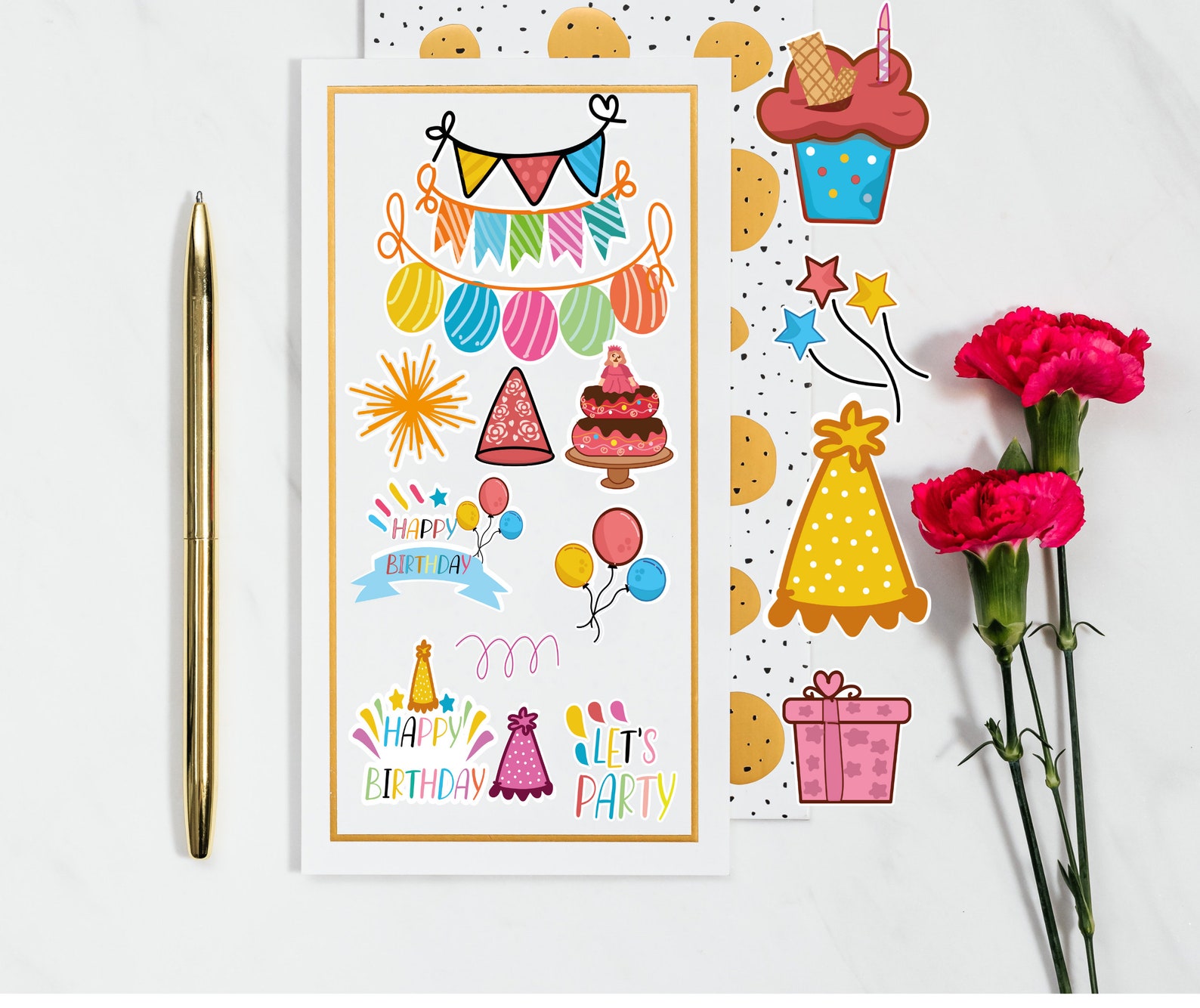 Birthday Digital Stickers, Prechopped Digital Planner Stickers ...