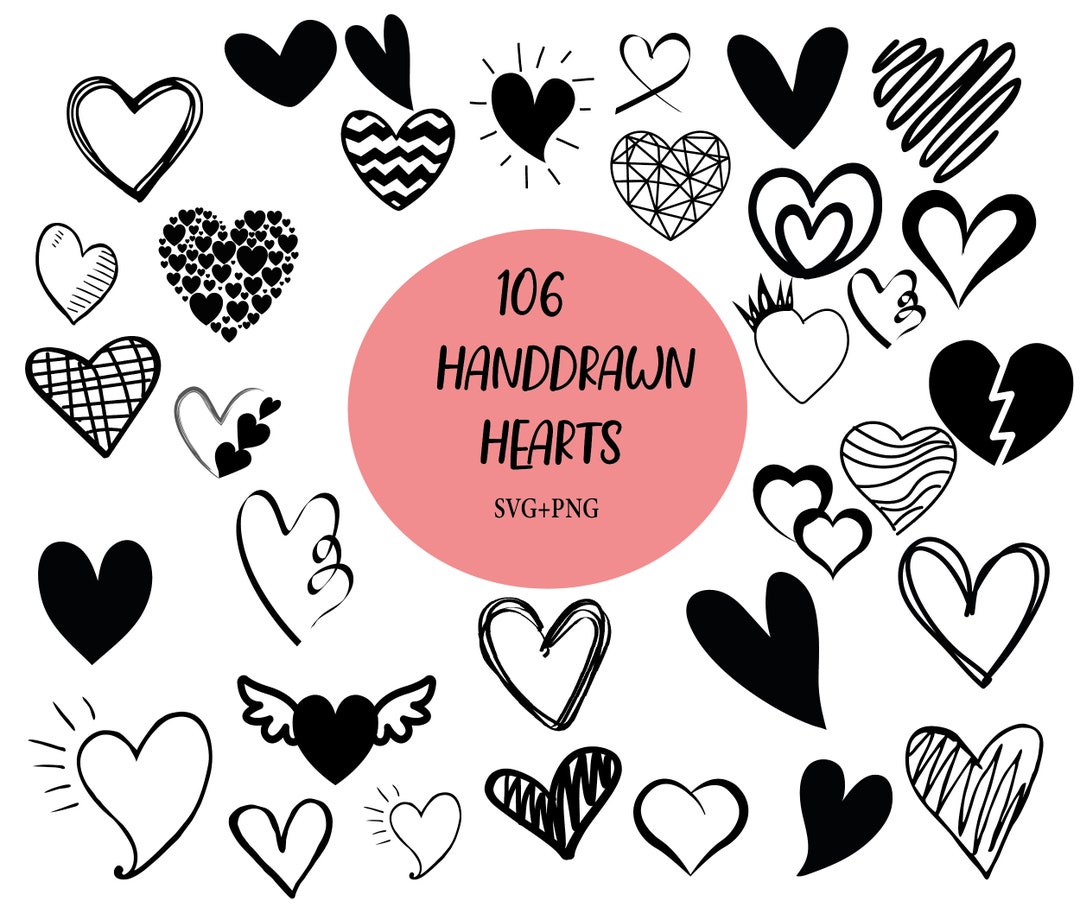 Heart Svg Bundle Hand Drawn|love Sticker| Valentine’s Day Svg |heart ...