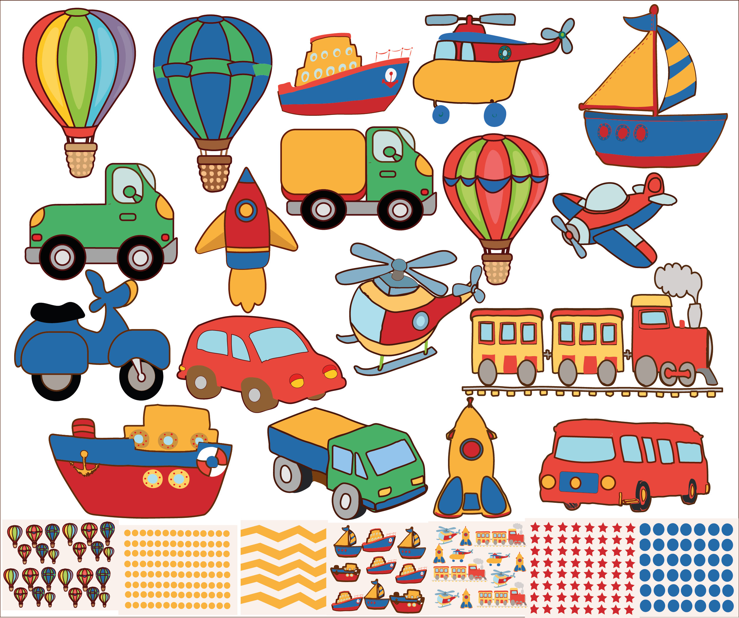 Transportation Clipart & Patterns,transport Clipart Set-clipart Set ...