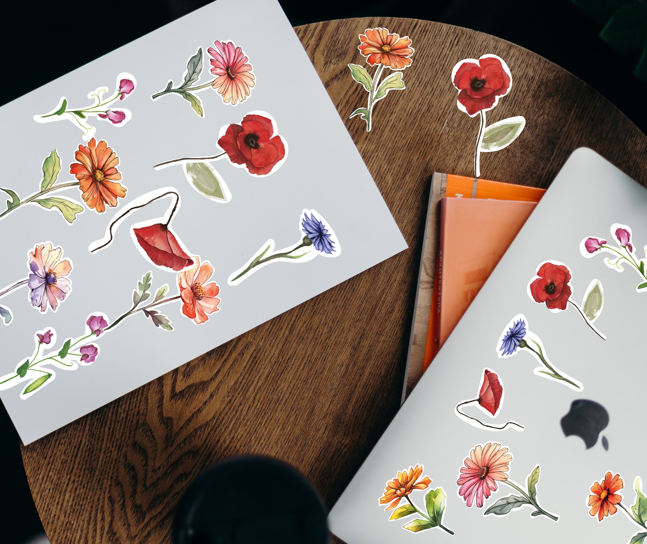Watercolor Flower Stickers SVG Bundle |aesthetic Sticker| Flower ...