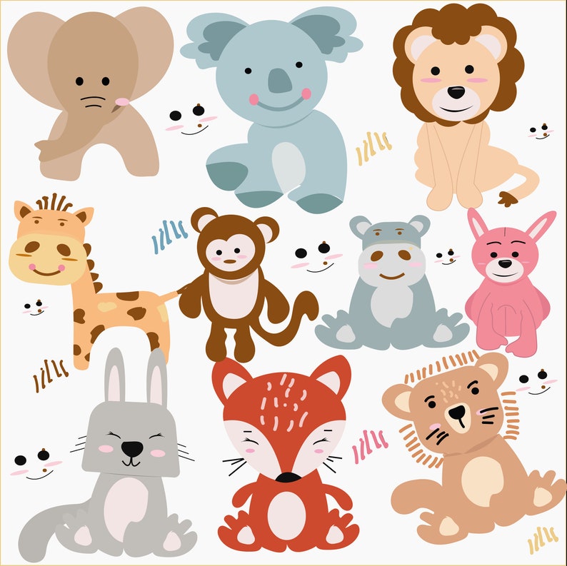 Animal Clipart Bundle | Baby Elephant, Rabbit Clipart, Giraffe and More ...