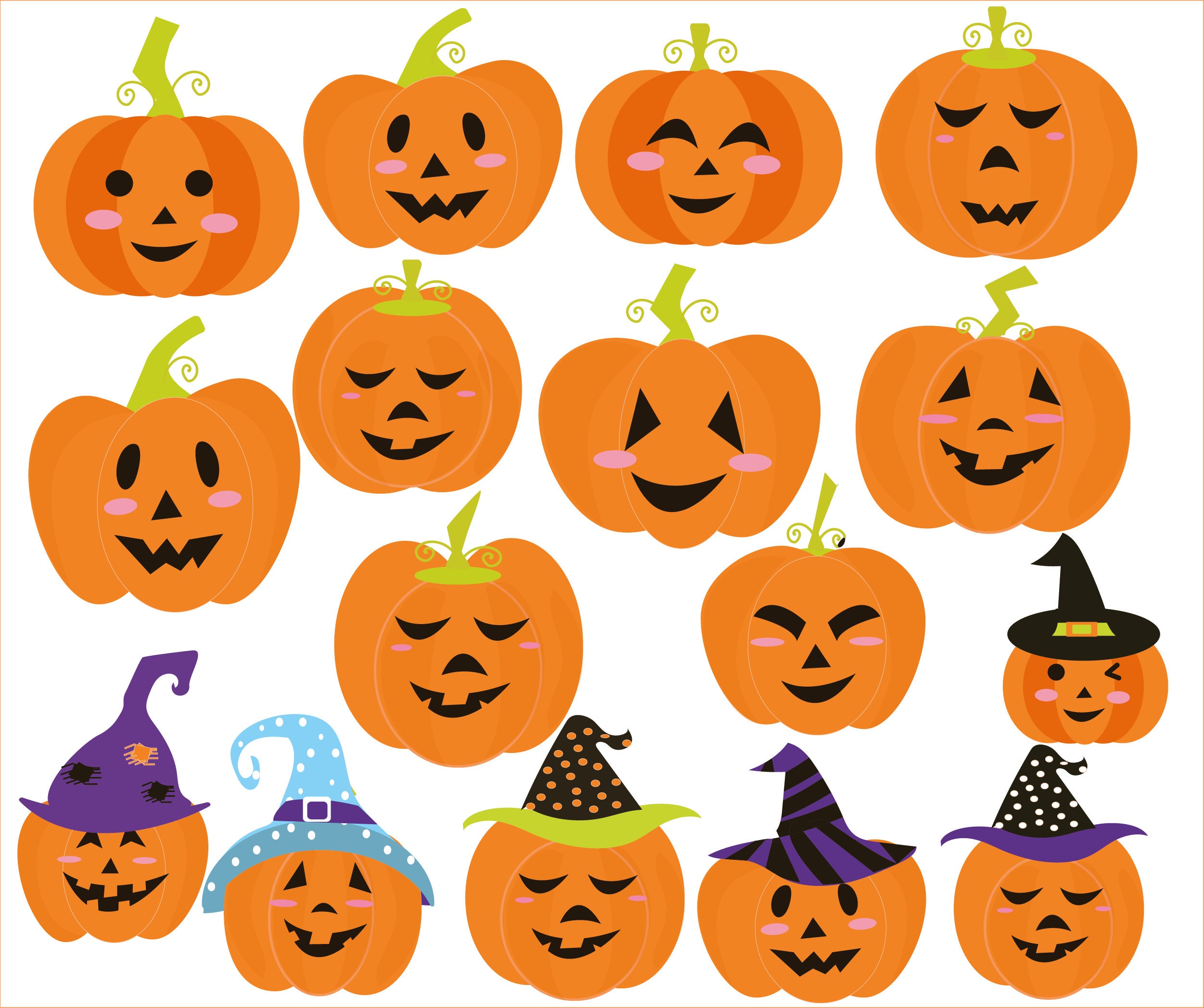 Cute Halloween Pumpkins Clipart-christmas Pumpkin Clip Art,halloween ...