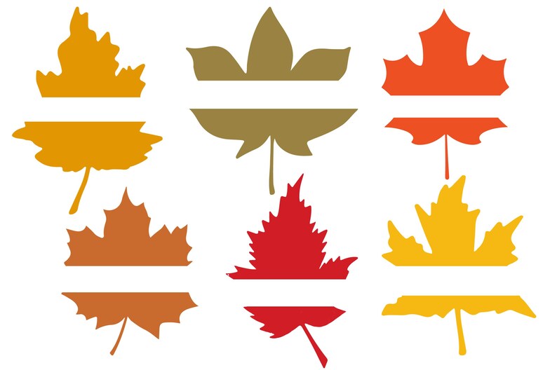 Fall Leaves Svg,autumn Svg,leaves Spli Svg,fall Leaf Split Svg,split ...