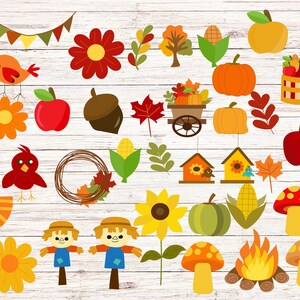 Fall Clipart, Autumn Clipart,fall Harvest Clipart, Pumpkins, Wreaths ...