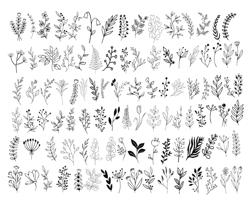 100 Botanical Svg Bundle | Floral Svg |flower Svg |botanical Clipart ...