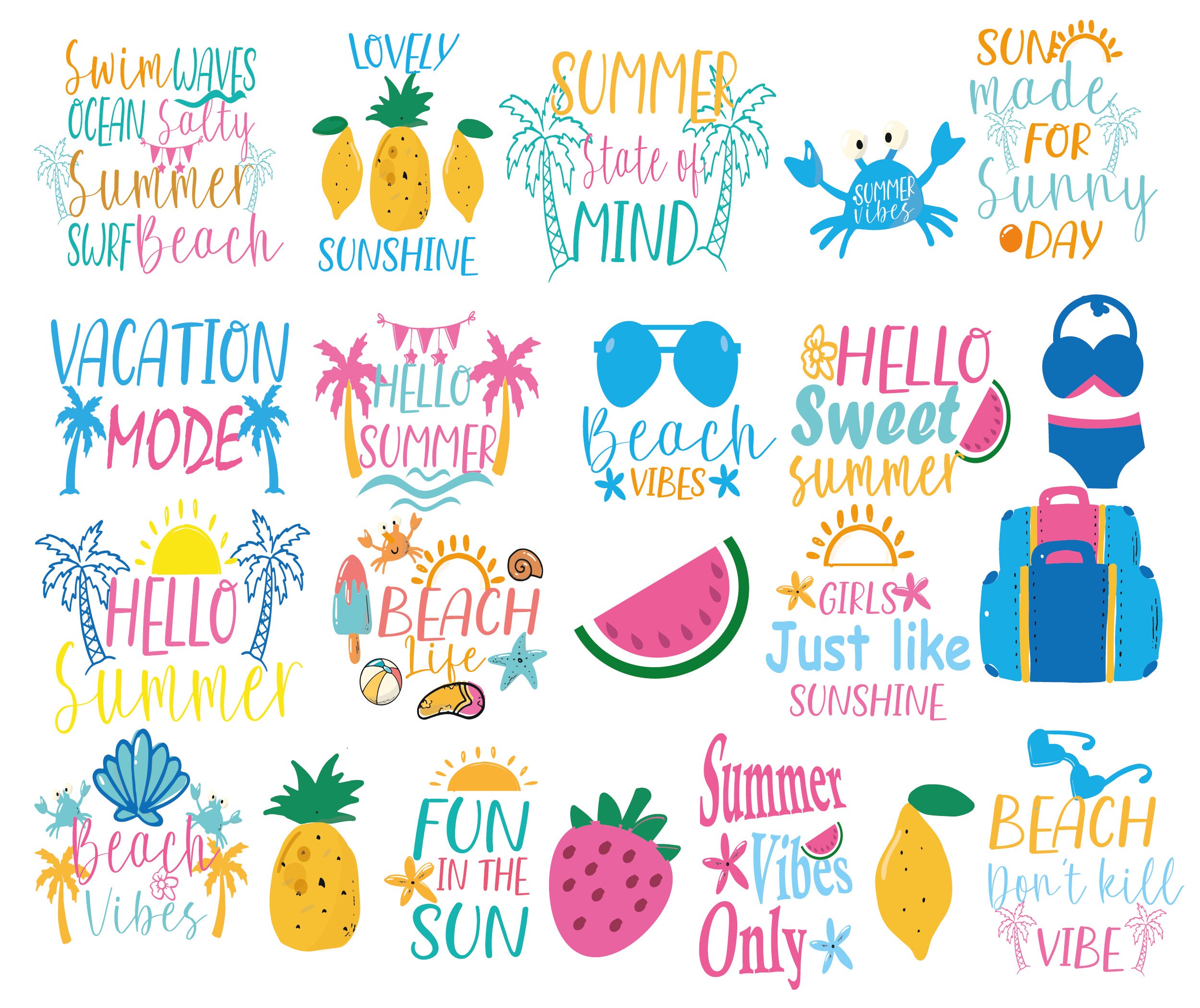 Summer Stickers SVG Bundle |summer Svg| Aesthetic Sticker| Sticker ...