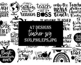 Teacher SVG Bundle, Teacher SVG, School SVG, Teach Svg, Back to School ...