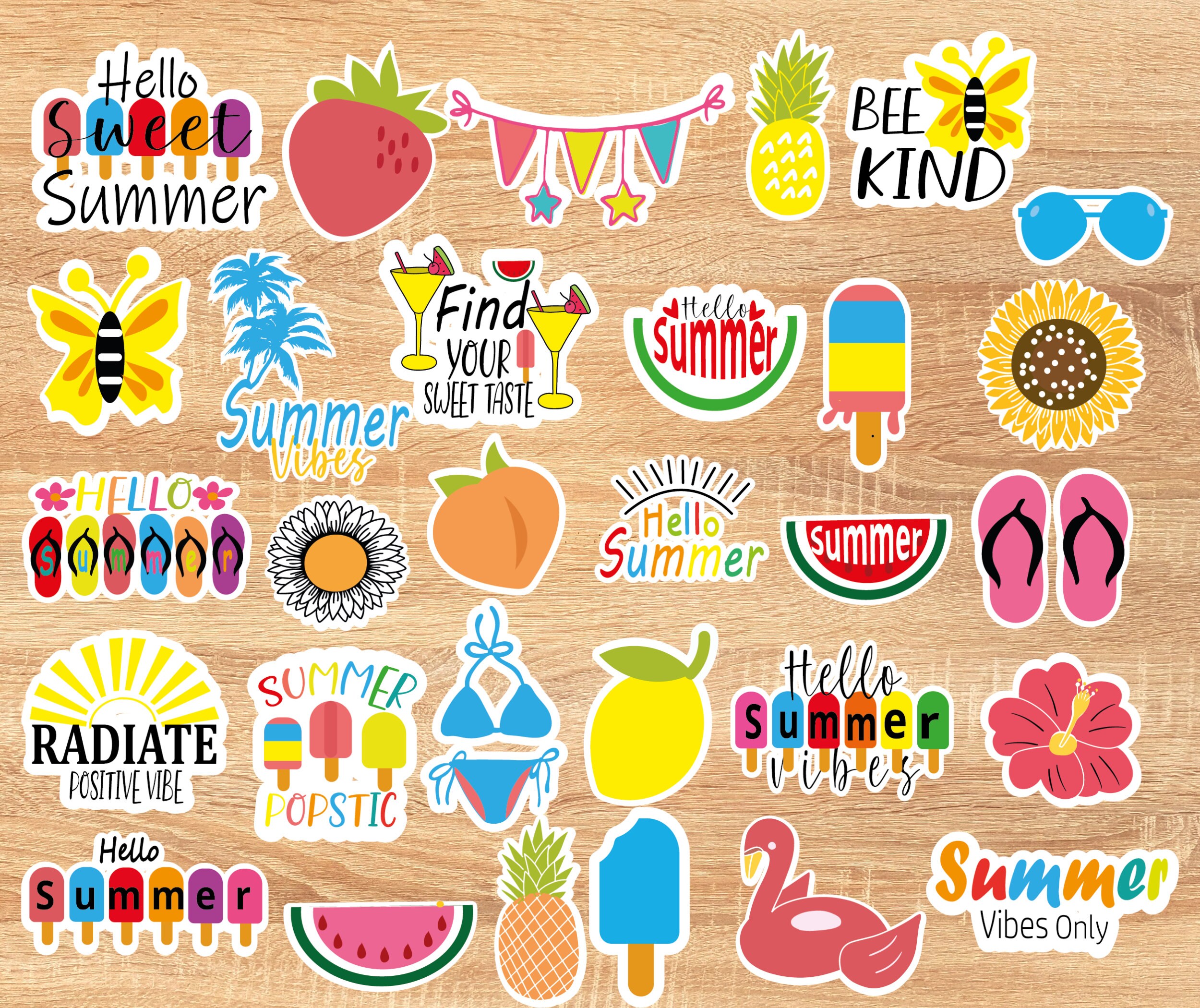 Summer Stickers SVG Bundle Aesthetic Sticker Beach Stickers Summer ...