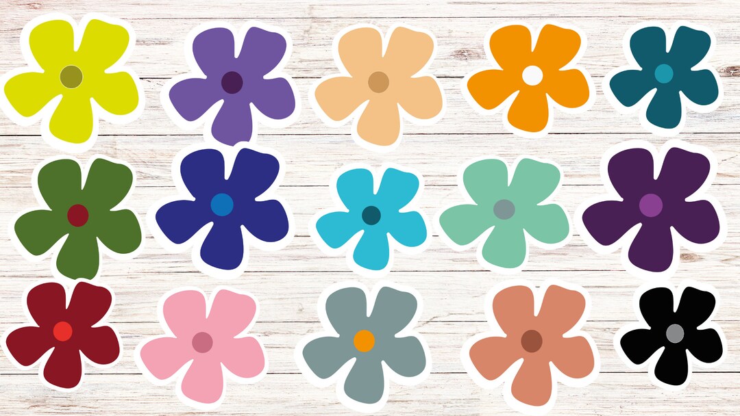 Cute Flower SVG Set - Digital Planner Stickers, Colorful Laptop ...