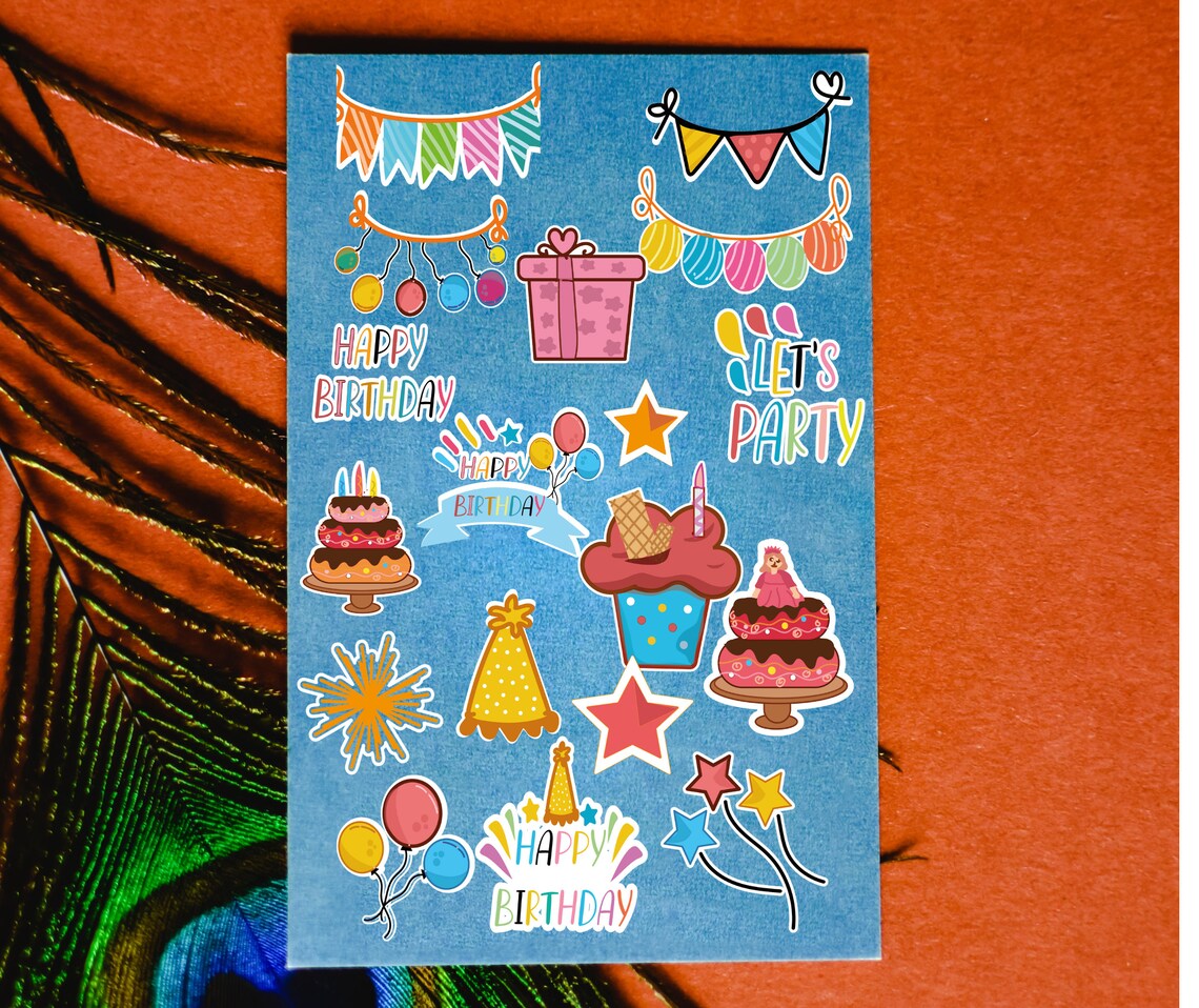 Birthday Digital Stickers, Prechopped Digital Planner Stickers ...