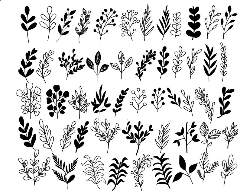 Leaves SVG, 107 Leaves Svg Bundle, Hand Drawn Leaves SVG, Leaf Svg ...