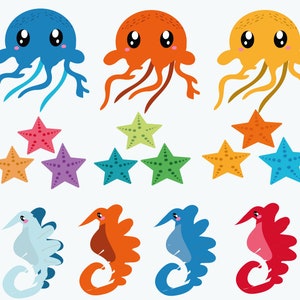 Sea Creatures Clipart Set, Sea Animals Clipart,crab, Fish, Octopus ...