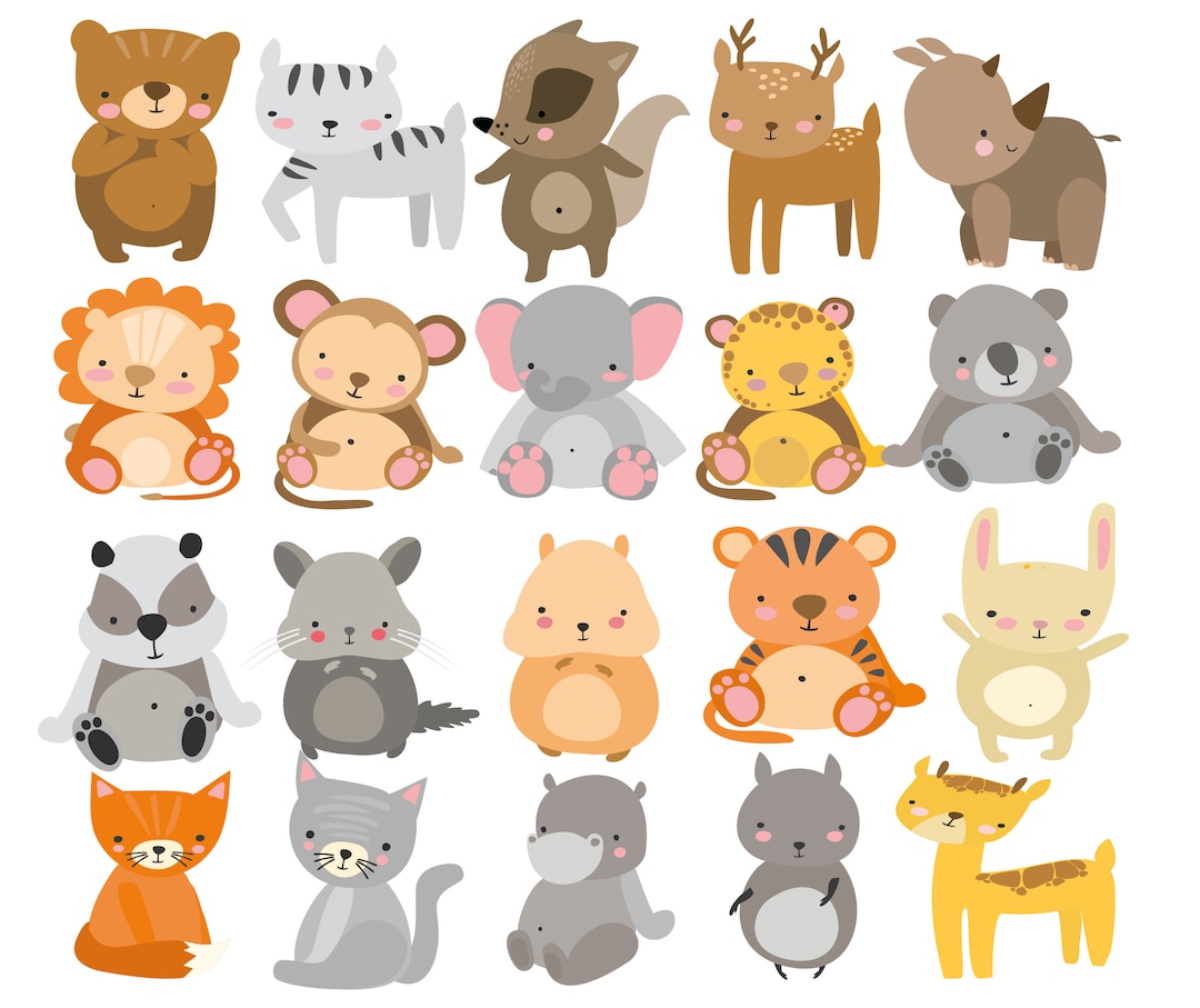 Baby Safari Animals Clipart Set,clip Art Set of Animals, Giraffe, Lion ...