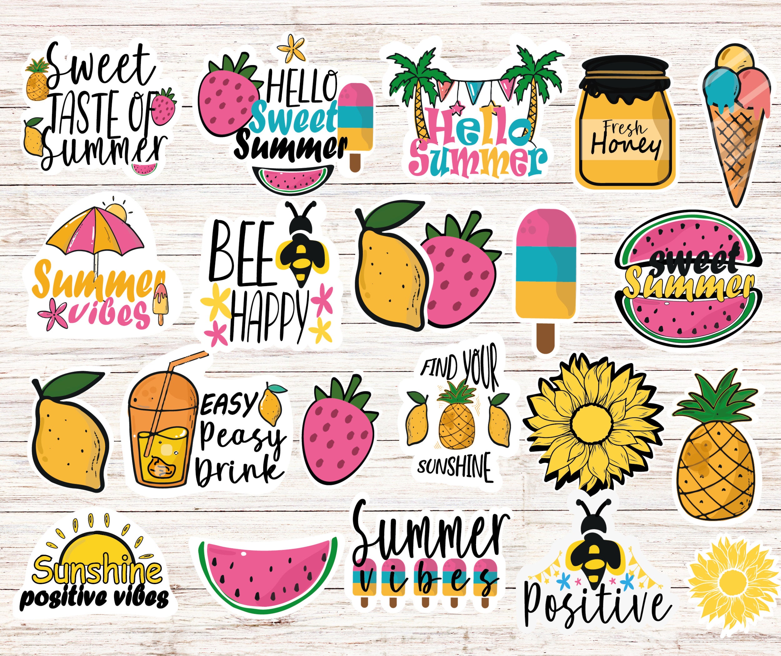 Summer Stickers SVG Bundle | Aesthetic Sticker| Beach Stickers Bundle ...