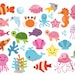 Ocean Life Clipart Set - Cute Sea Animals for Stickers, Crafts, and ...