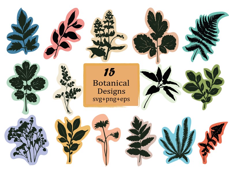 15 Botanical Svg Bundle Floral Svg flower Svg botanical Clipart Green ...