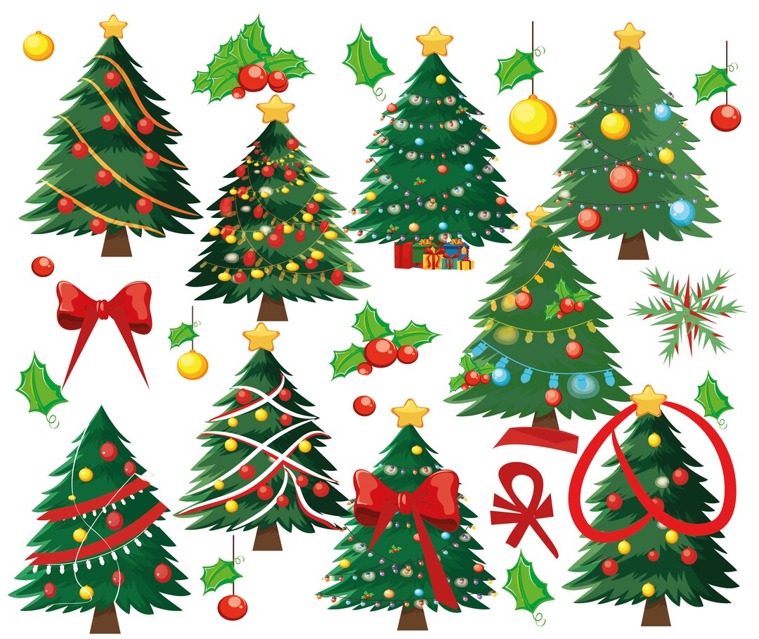 Christmas Trees Clipart,vector Graphics,digital Clip Art,christmas Tree ...