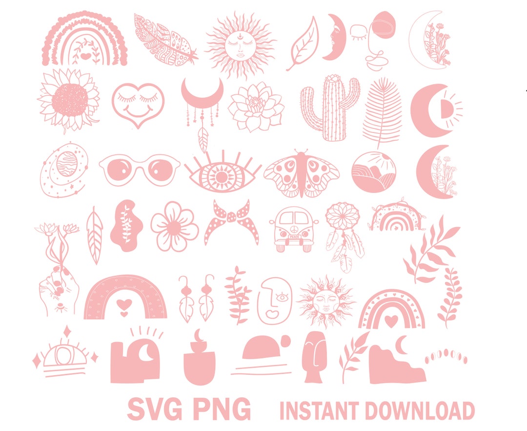 Boho Svg Bundle Hand Drawn | Abstract Svg|hippie Svg Bundle | Boho Svg ...
