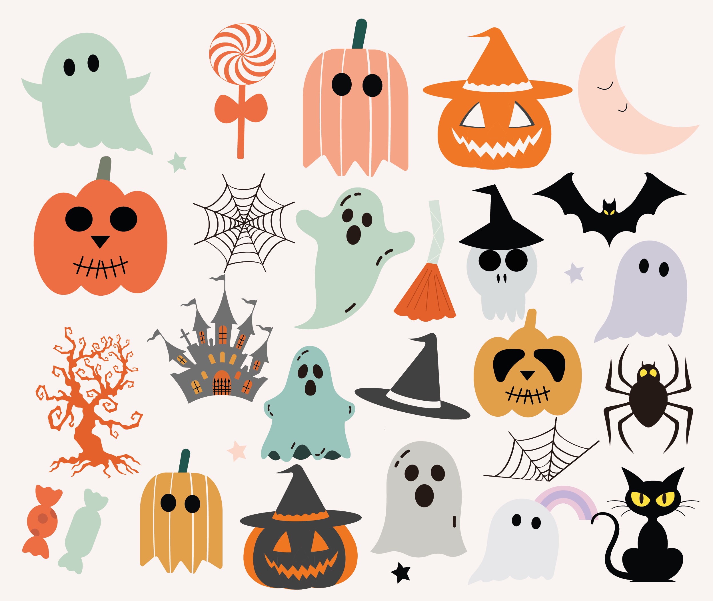 Cute Halloween Clipart,commercial Use Kids Fun Halloween Clipart,cute ...