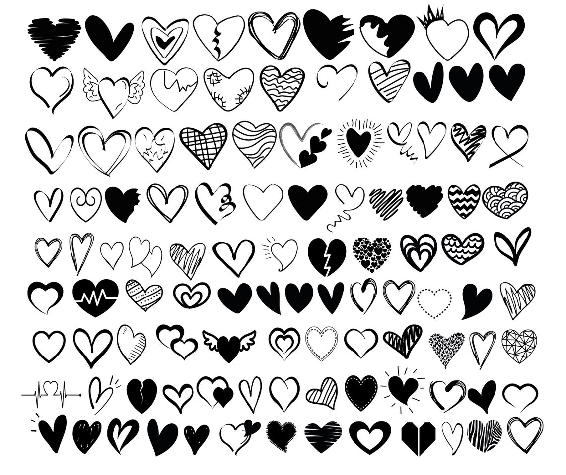 Heart Svg Bundle Hand Drawn|love Sticker| Valentine’s Day Svg |heart ...
