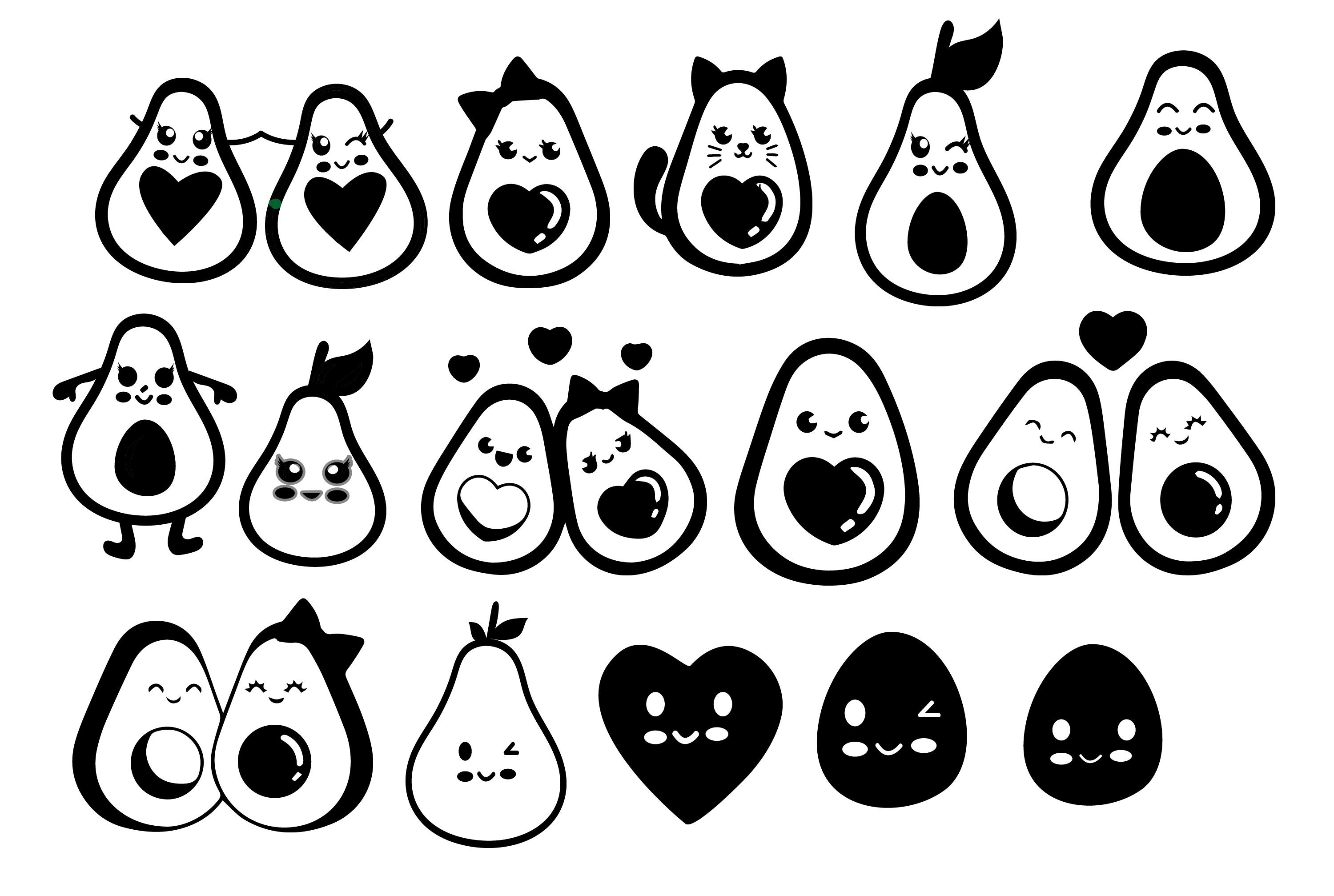 Avocado Clipart,cute Avocado Bundle Svg,avocato Svg,fun Avocados ...