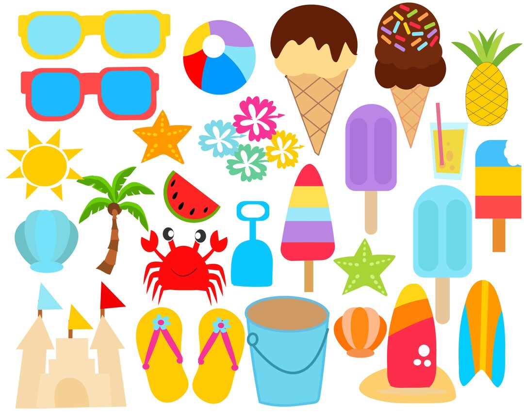 Beach Clipart,vector Summer Clipart,beach Clip Art,beach Clipart Set ...