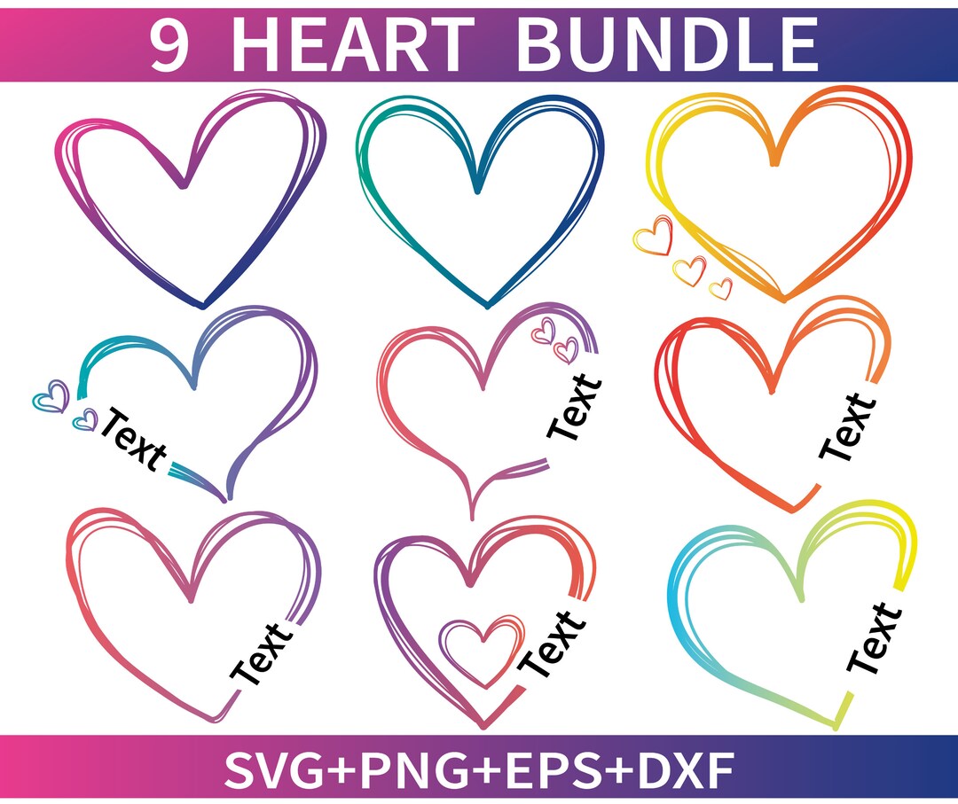 Heart Svg Bundle, Doodle Heart SVG Bundle, Hand Drawn Heart Svg, Sketch,cut Files Cricut ...