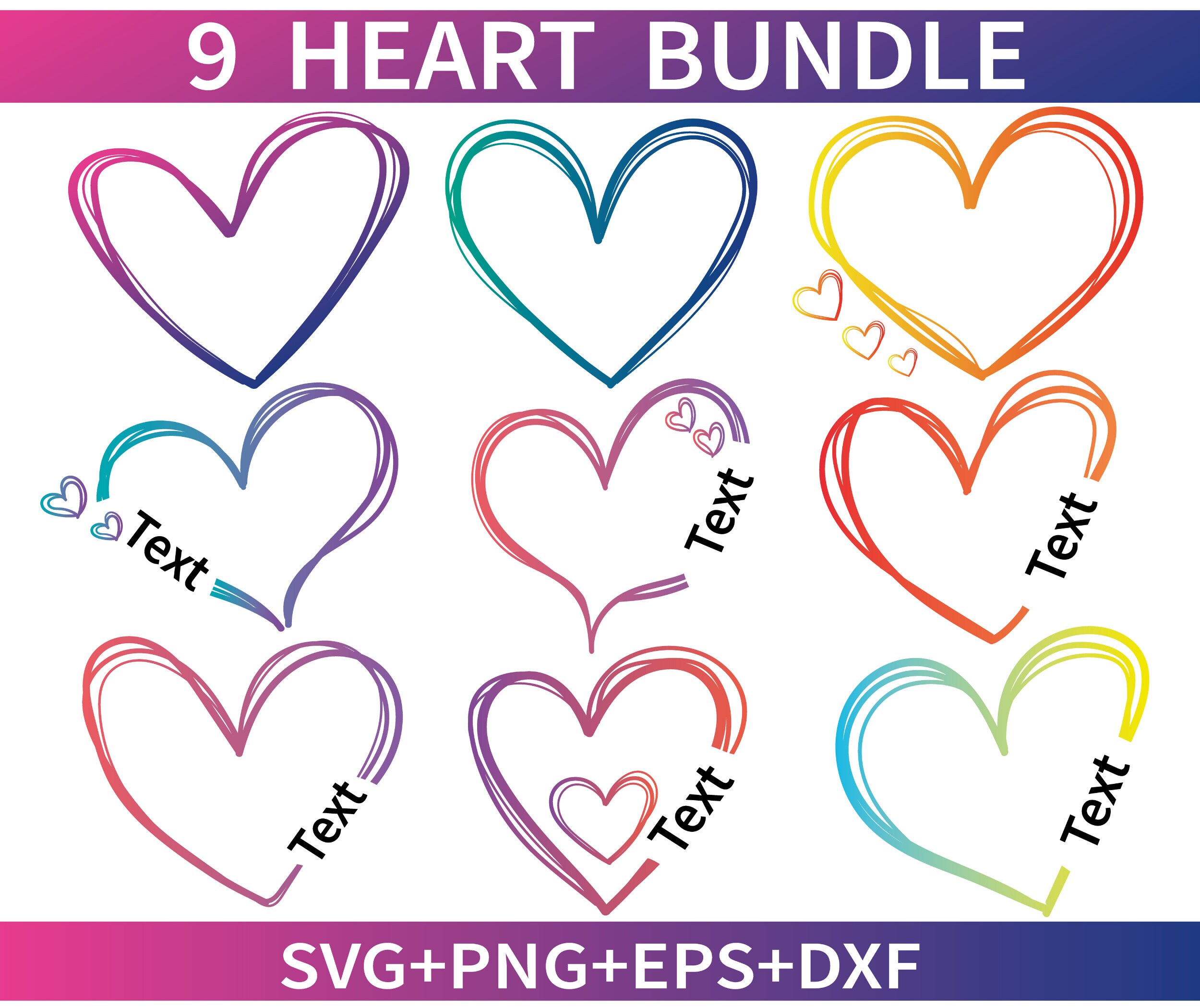 Heart Svg Bundle, Doodle Heart SVG Bundle, Hand Drawn Heart Svg, Sketch ...