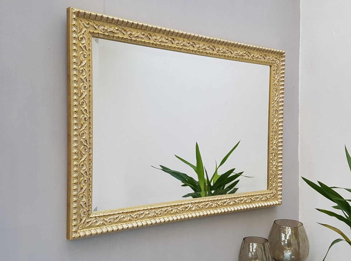 Beatrice Ornate Gilt Design Wall Mirror Gold White Wood Antique Style ...