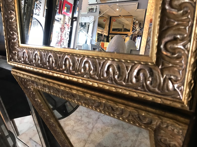 Antique Swept Design Wall Mirror Wood Gold Ornate Style Frame Glass ...