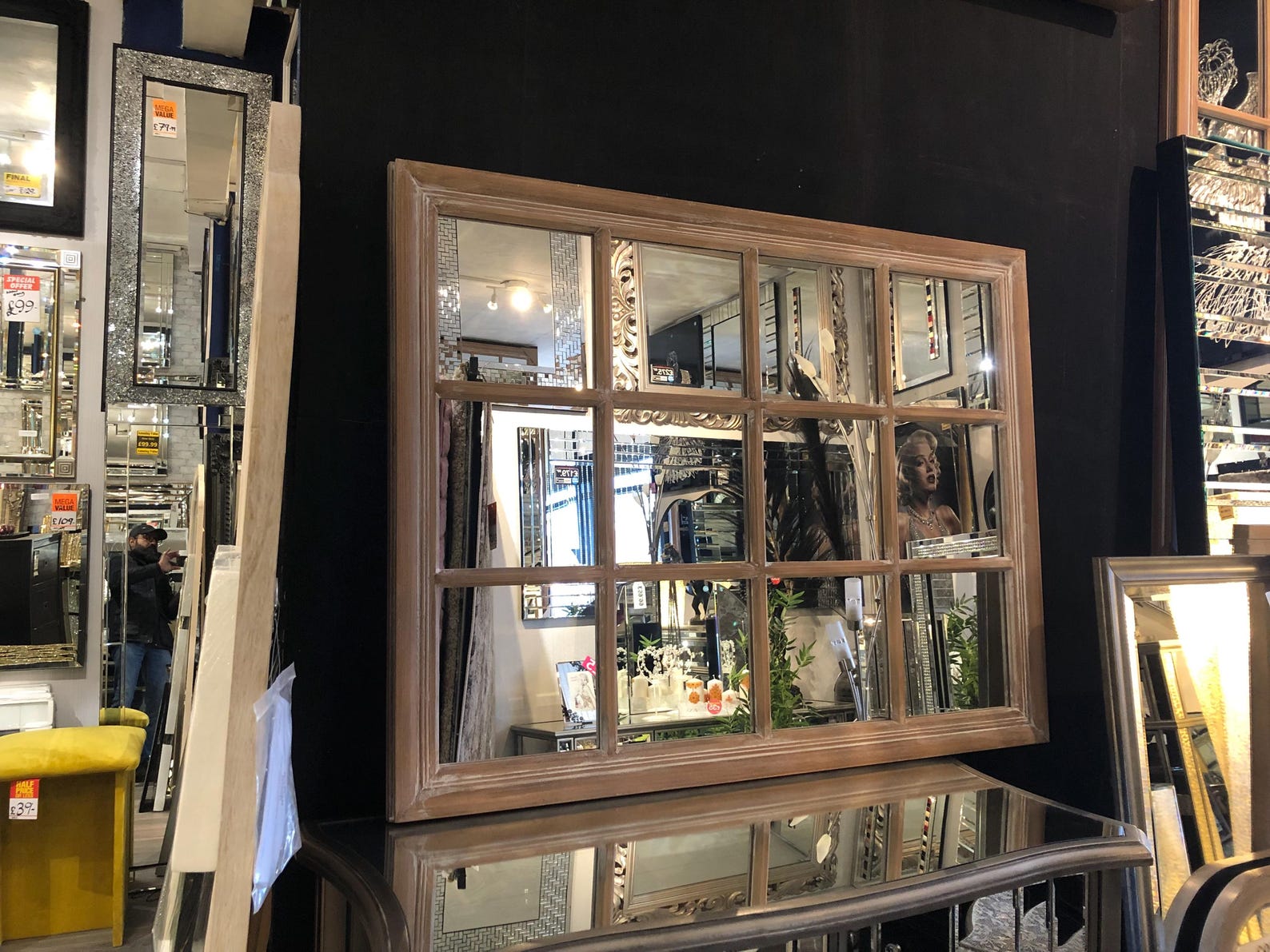 Modern Rectangle Design Wall Mirror Window Design Wood Shabby Chic ...