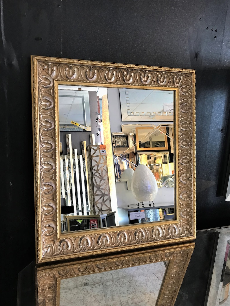 Antique Swept Design Wall Mirror Wood Gold Ornate Style Frame Glass ...