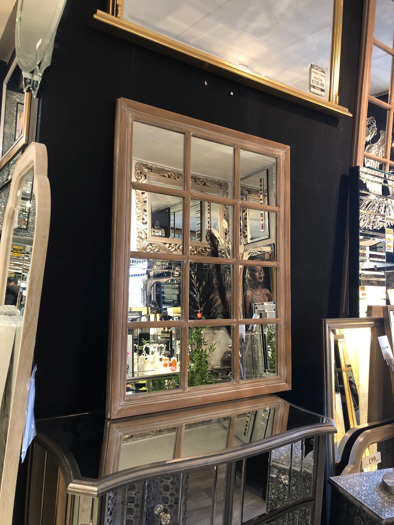 Modern Rectangle Design Wall Mirror Window Design Wood Shabby Chic ...