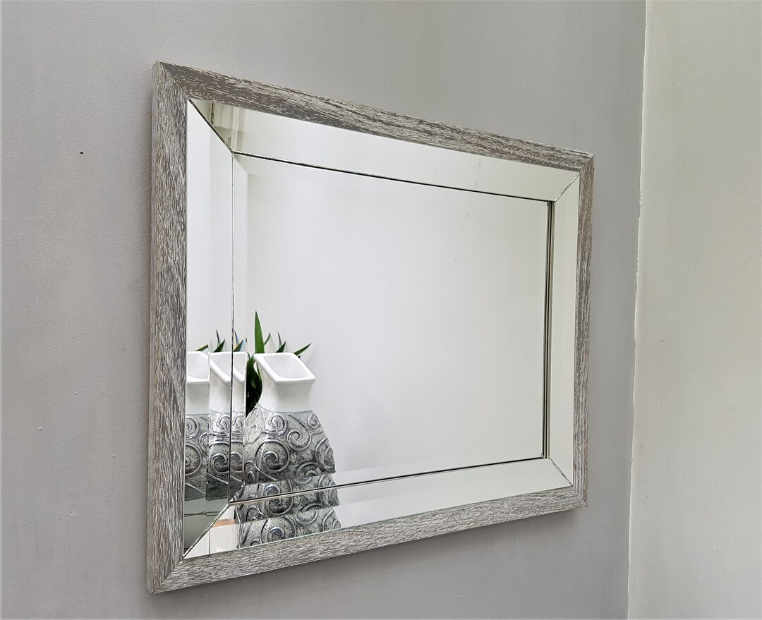 Whitewash Marina Distressed Design Natural Oak Free Style Wall Mirror ...