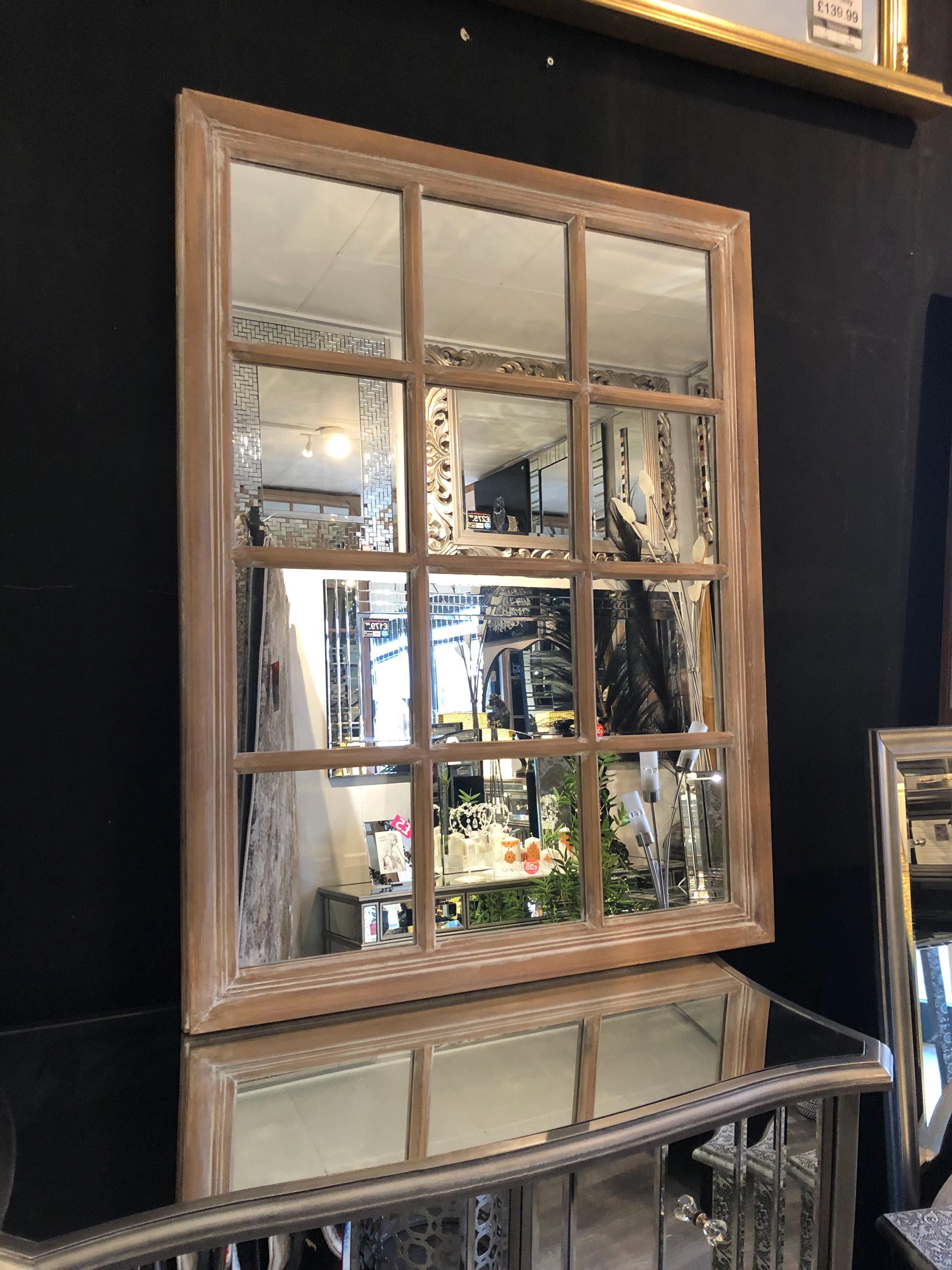 Modern Rectangle Design Wall Mirror Window Design Wood Shabby Chic ...