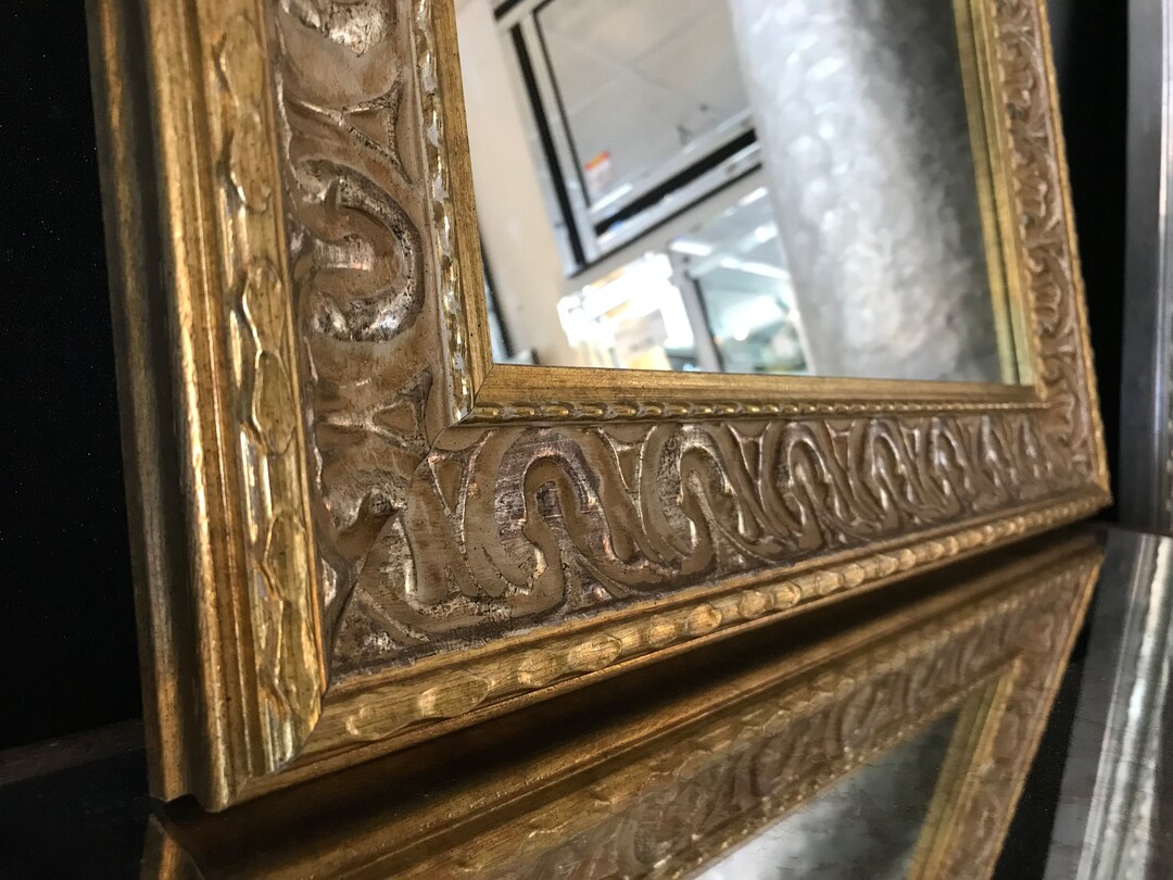 Antique Swept Bevelled Design Gilt Wall Mirror Wood Gold Ornate Accent ...