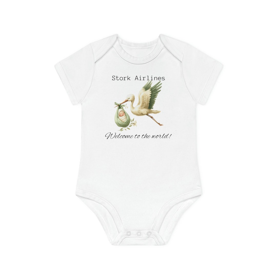 Stork Airline Delivery Design Bodysuit, Cute Baby Shower Gift, Newborn ...