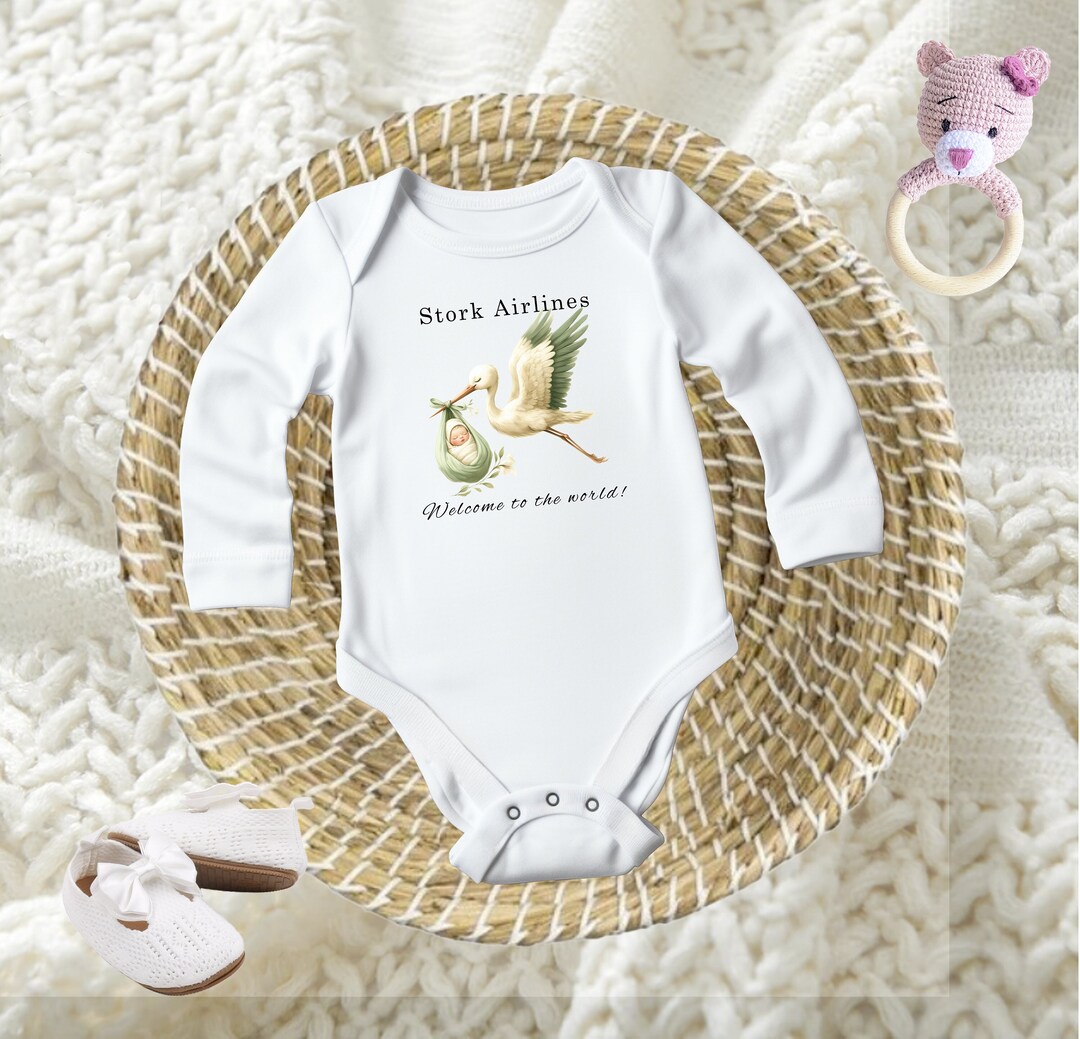 Stork Airline Delivery Bodysuit, Cute Baby Shower Gift, Newborn Coming ...