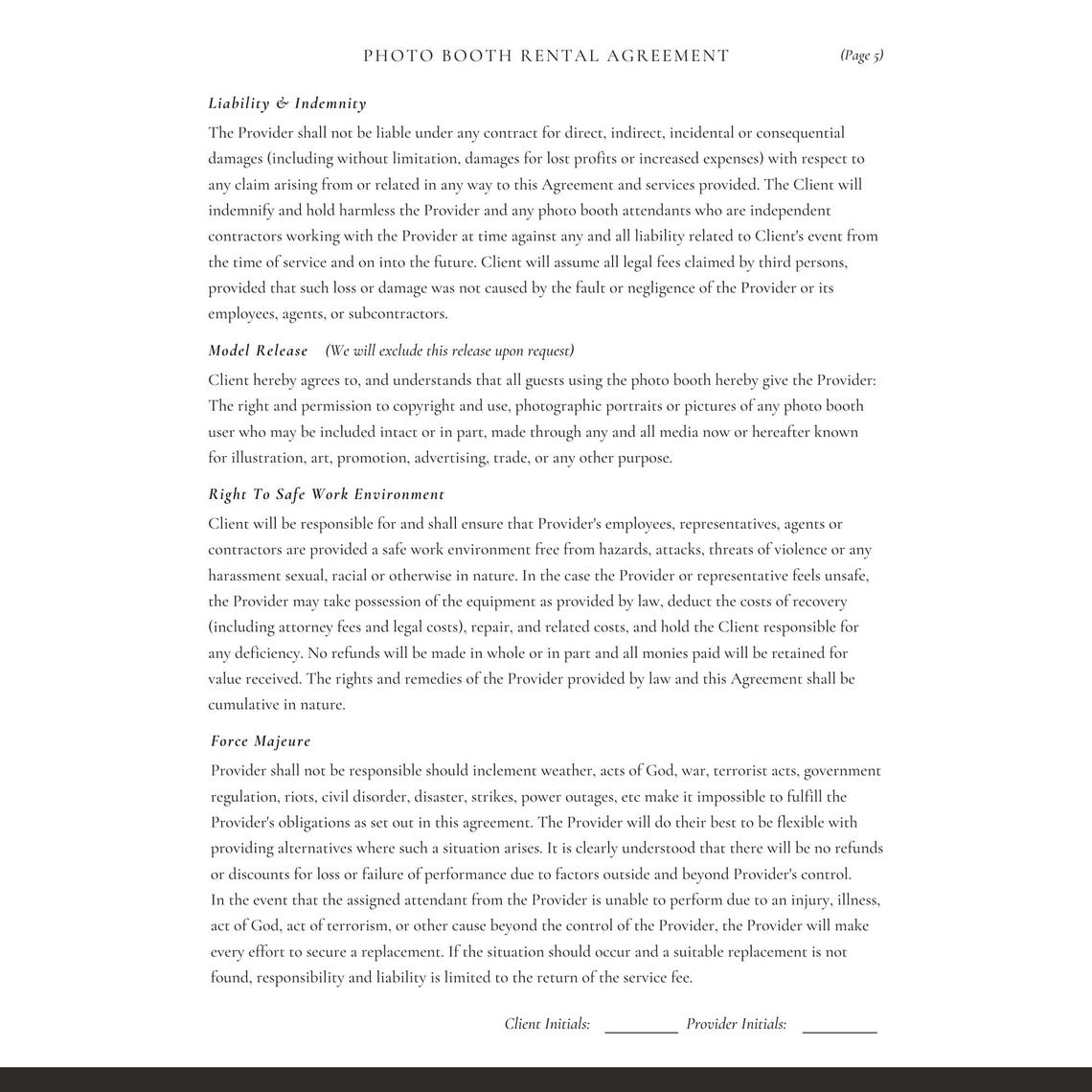 Photo Booth Contract, Photo Booth Template, 360, Photo Booth Rental ...