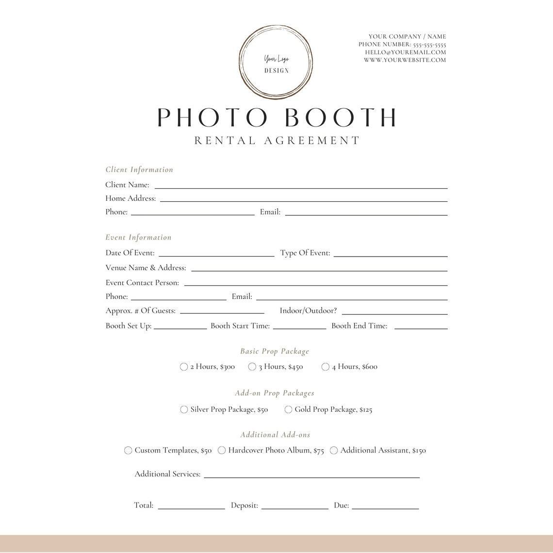 Photo Booth Contract, Photo Booth Template, 360, Photo Booth Rental ...