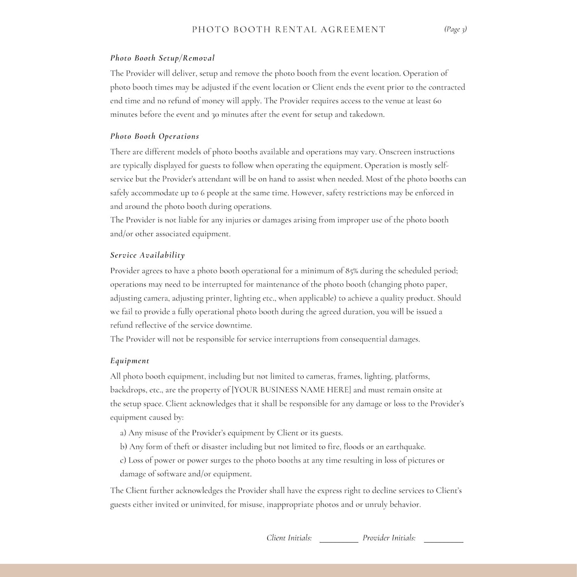 Photo Booth Contract, Photo Booth Template, 360, Photo Booth Rental ...