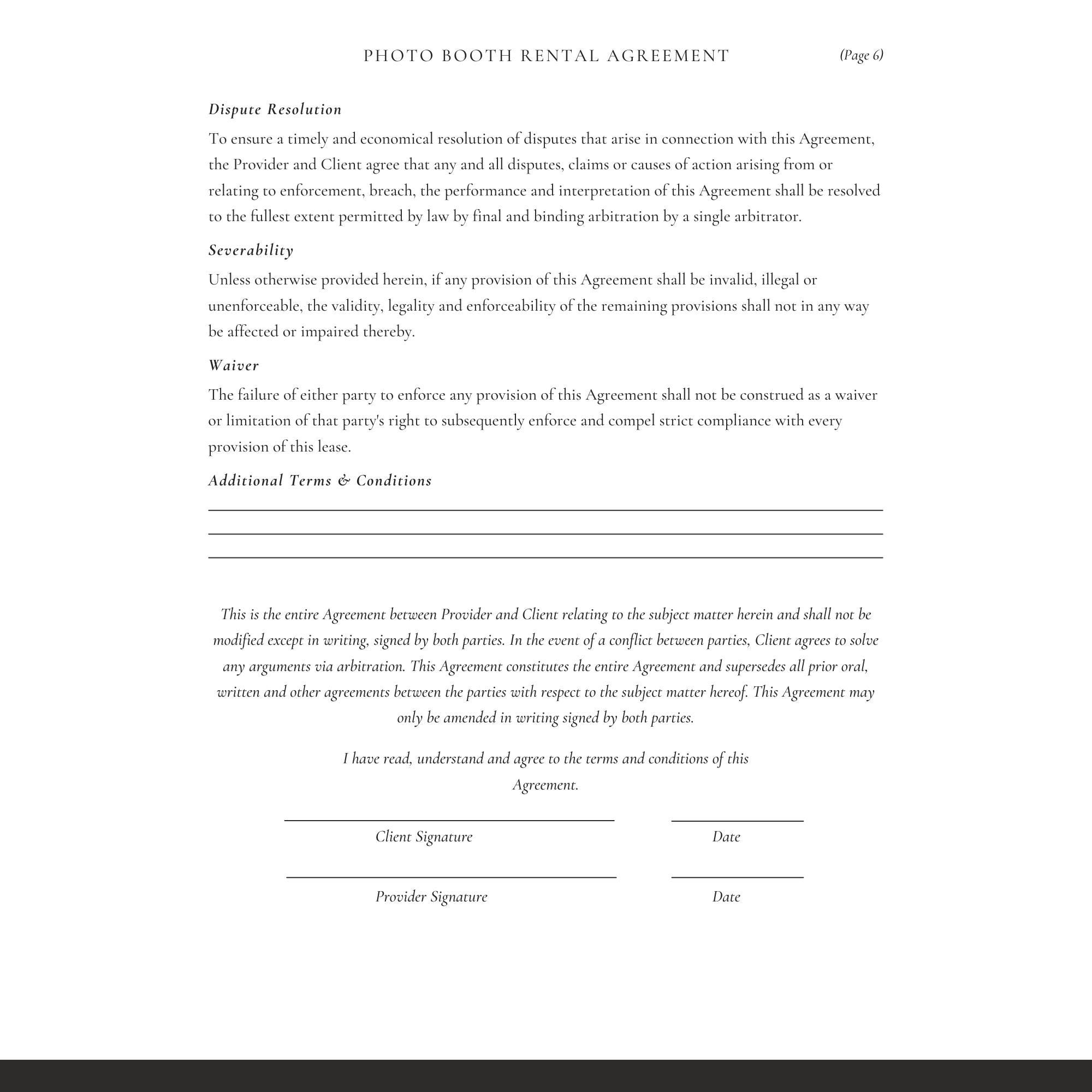 Photo Booth Contract, Photo Booth Template, 360, Photo Booth Rental ...