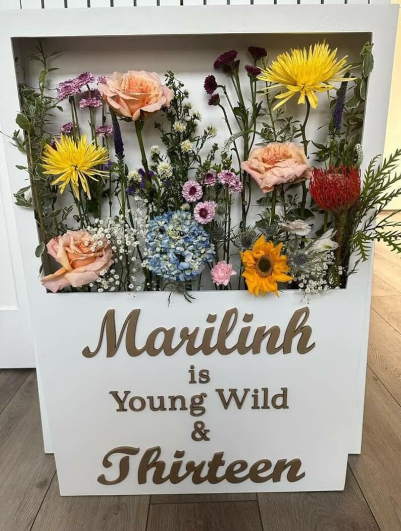 Floral Shadow Box Wedding Welcome Flower Box Sign Party Sign Flower ...