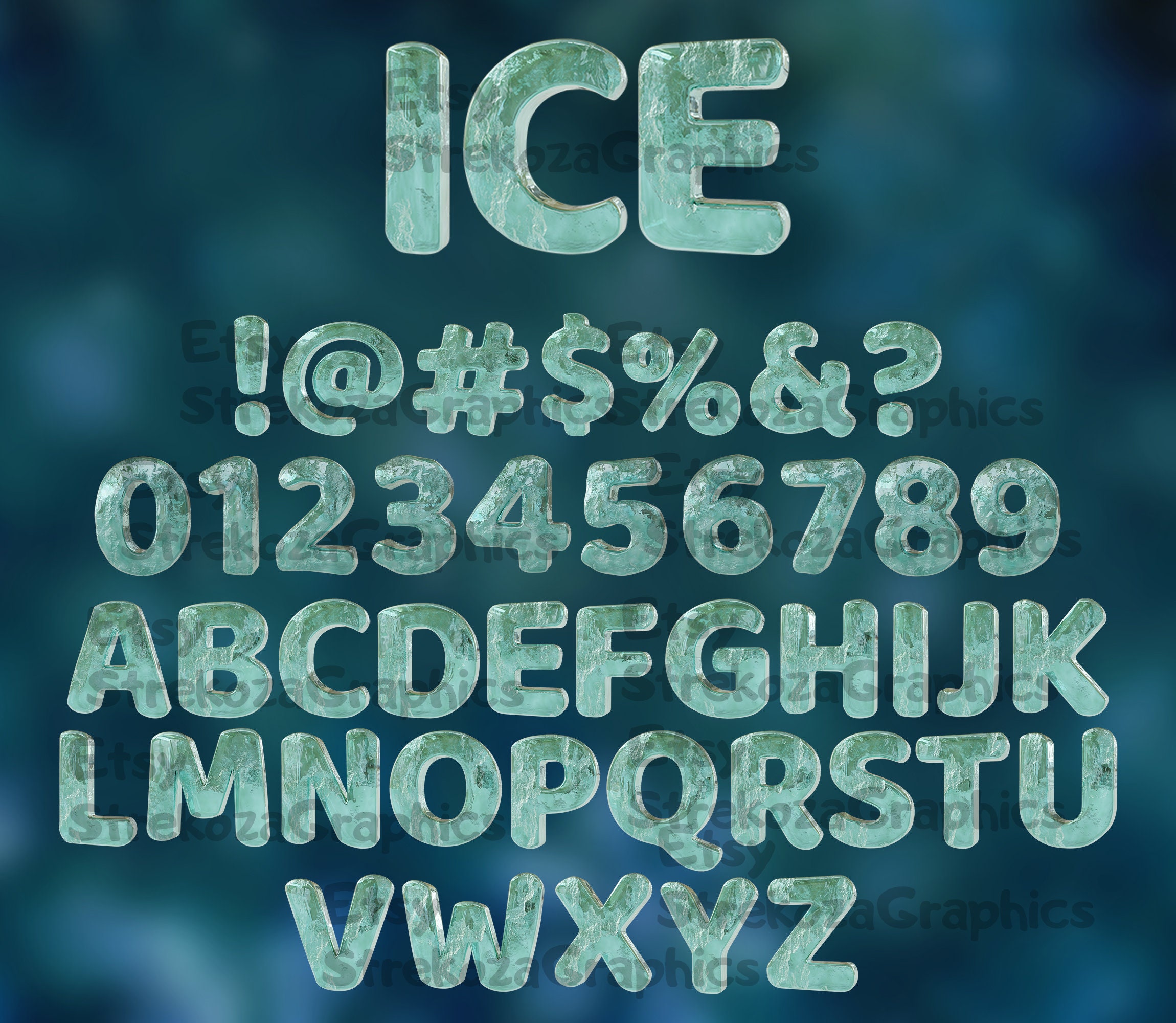 Transparent PNG. Realistic Icy Alphabet. - Etsy