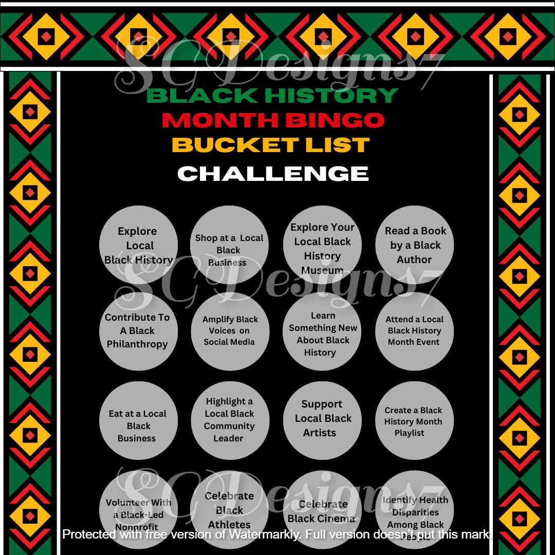 Black History Month Bingo Bucket List - Etsy