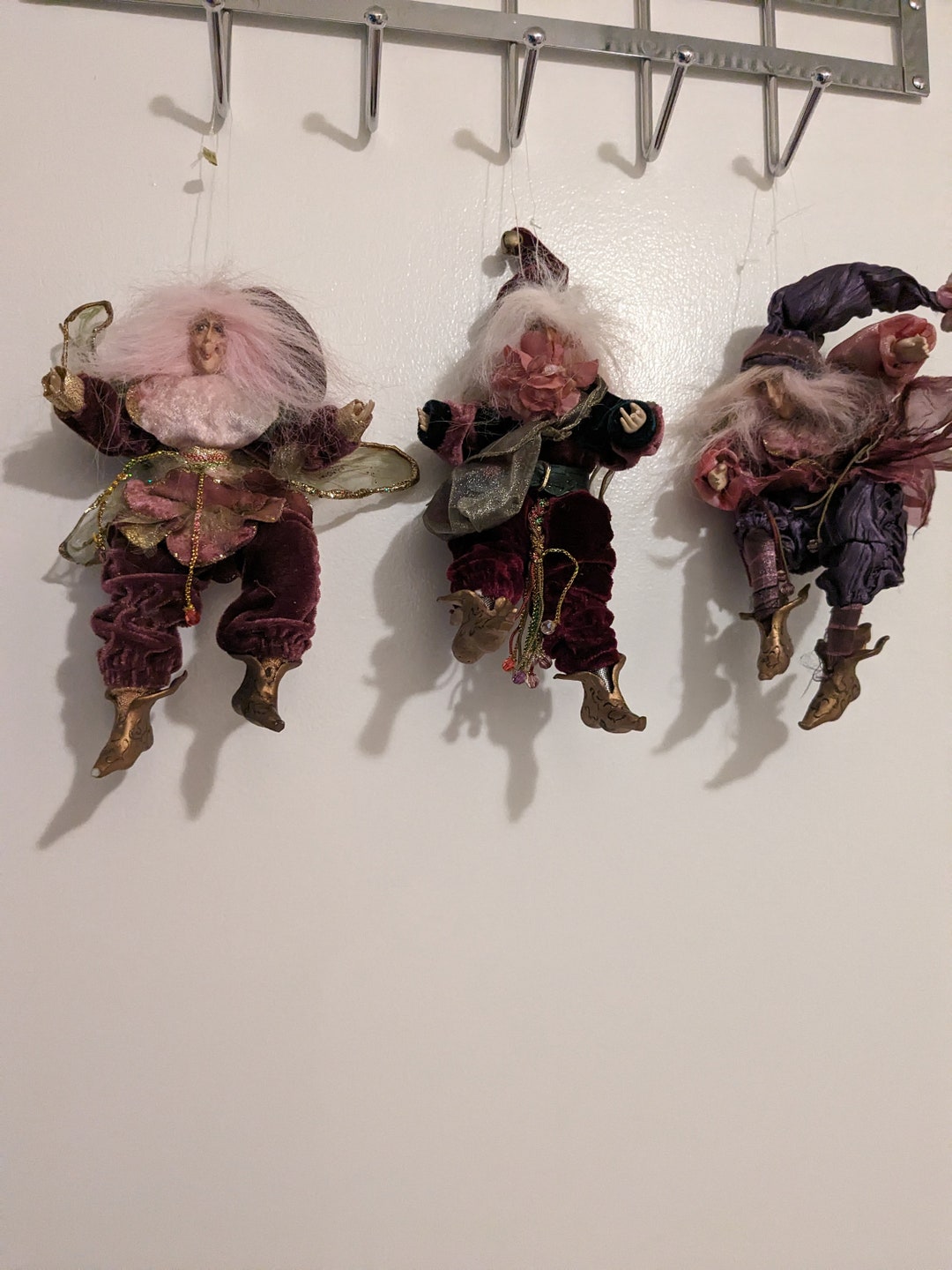 Vintage Harlequin Style Elves Faries Set of Three - Etsy