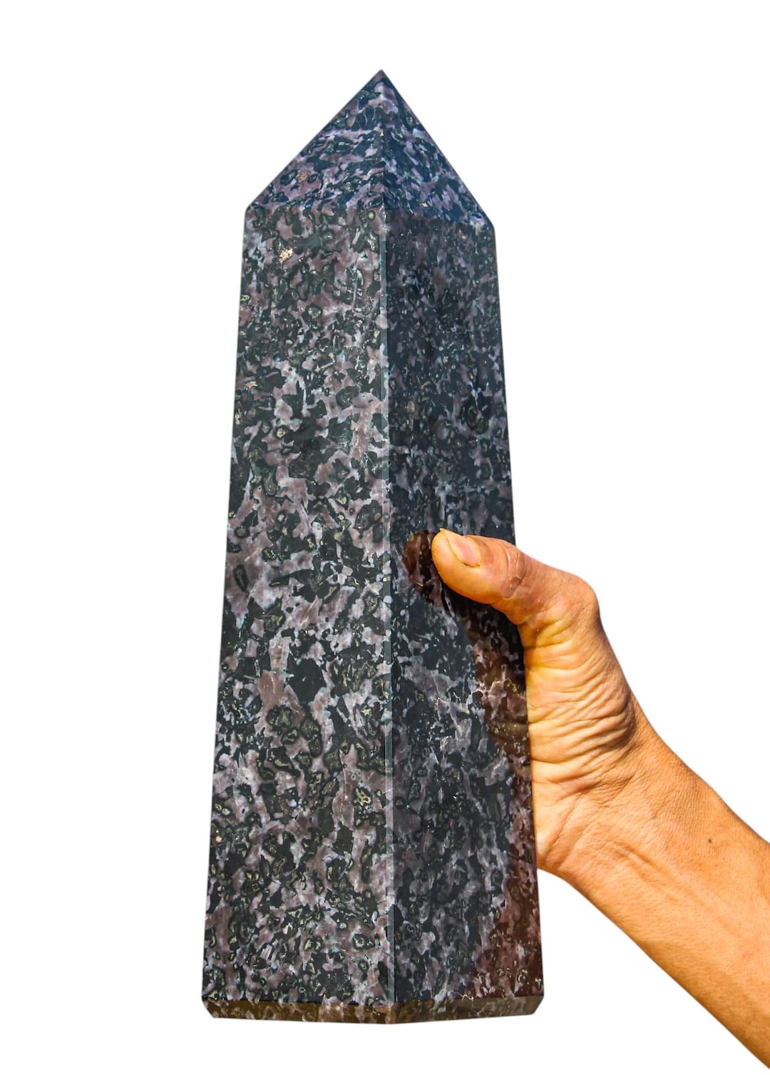 Blue Indigo Gabbro Crystal Obelisk Tower Chakra Balancing Gemstone Meditation Crystal Spiritual ...